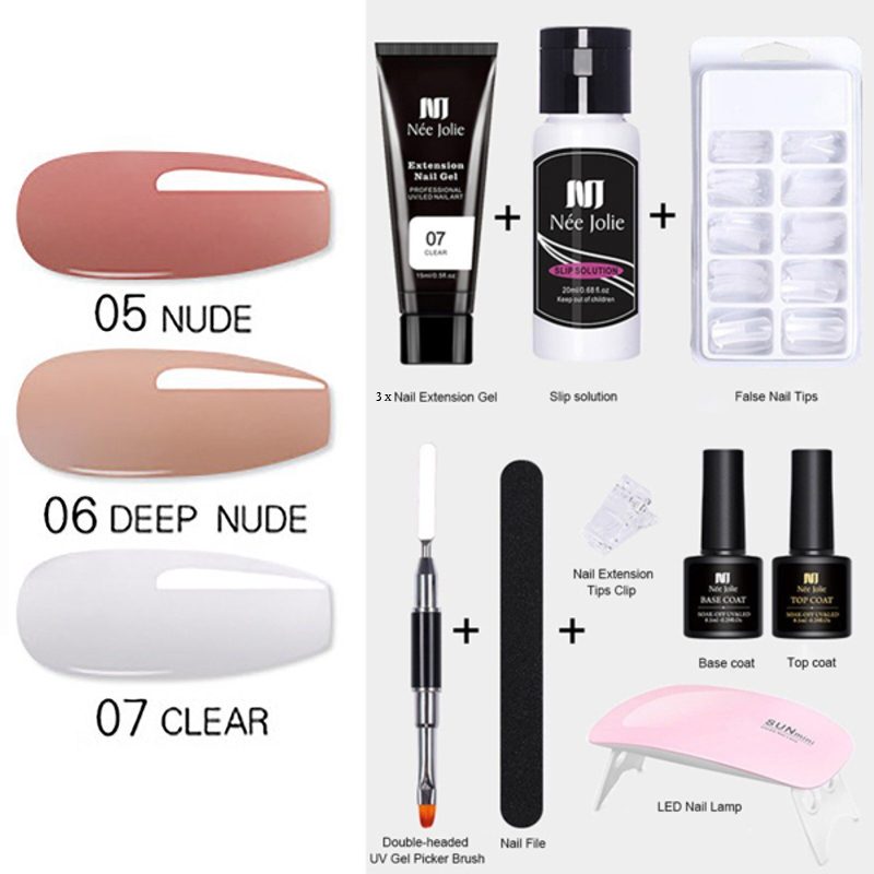 Extension Gel Nail Kit + Mini Nail Lamp UV Extension Gels – Paktec.nz