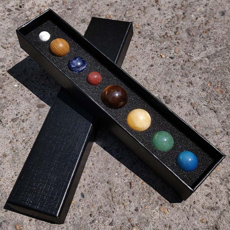 Natural Gemstones Sphere Solar System 8 Planets Crystal Balls Set ...