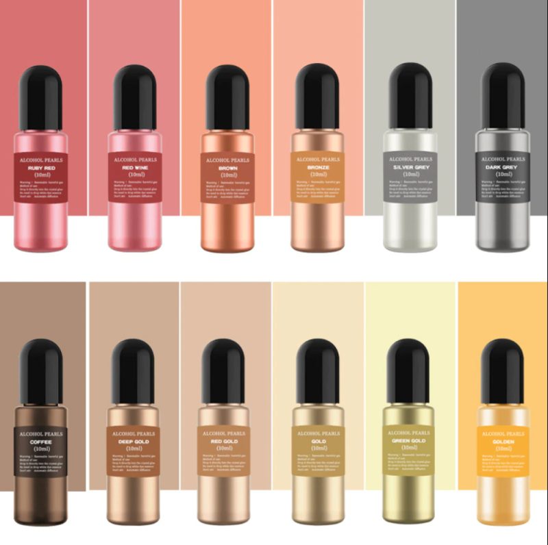 12 x Metal Dye Epoxy Resin Pigment Alcohol Liquid Ink Colorant Dye ...