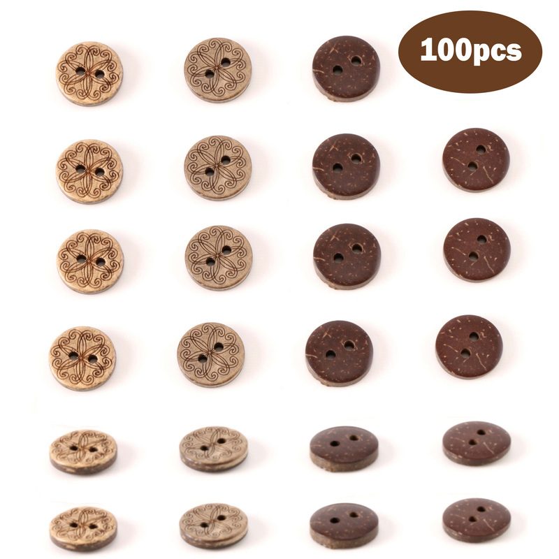 100pcs Sewing Buttons Coconut Shell 12mm – Paktec.nz