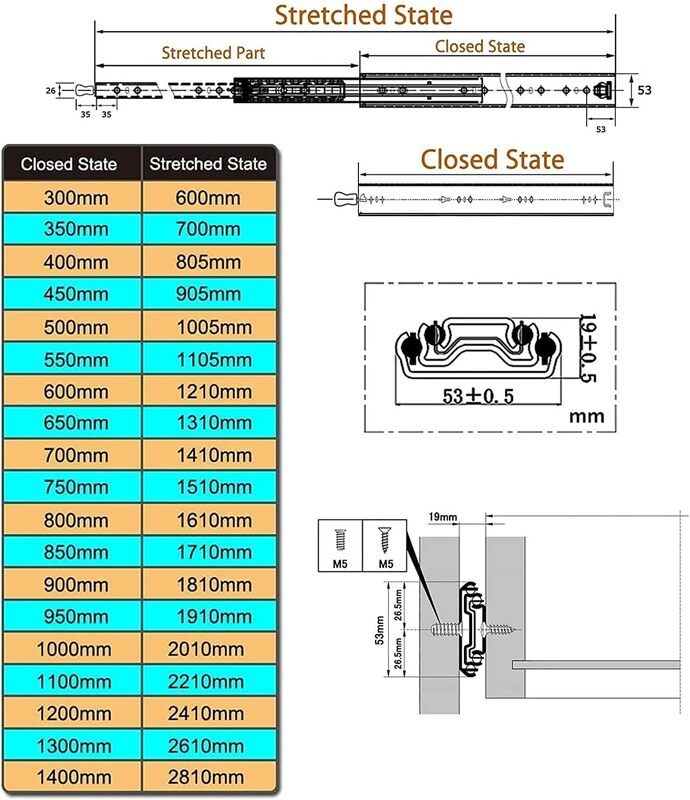 800mm Drawer Slides Runner – Paktec.nz