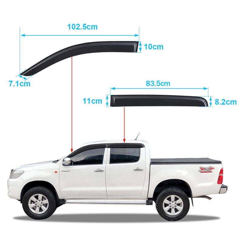 Toyota Hilux Window Visors Deflectors Rain Guards – Paktec.nz