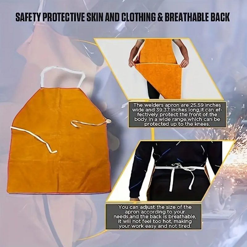 Welding Apron Cow Leather Welder Carpenter Blacksmith Work Safety ...