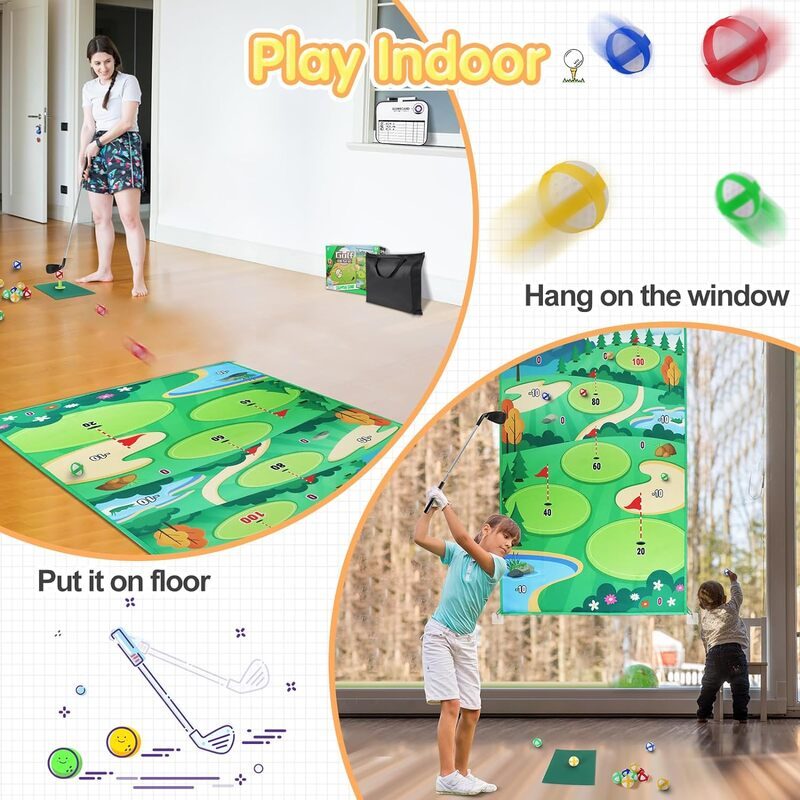 Mini Golf Game Set Golf Putting Chipping Hitting Mats – Paktec.nz