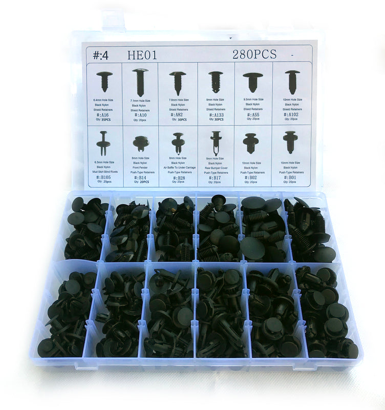 Shield Retainers Clips Trim Rivets 280pcs – Paktec.nz