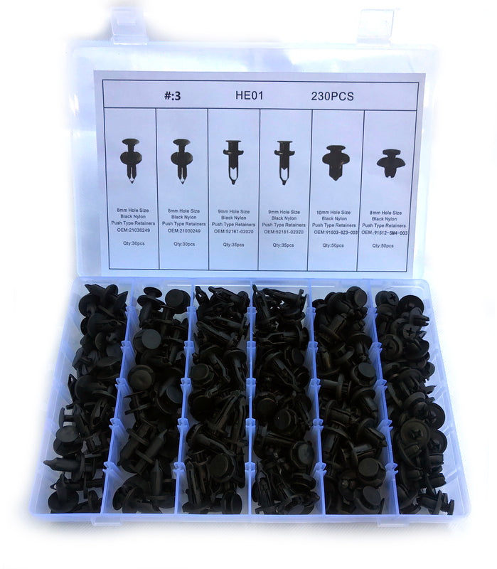 Shield Retainers Push Type Retainers Clips 230pcs – Paktec.nz